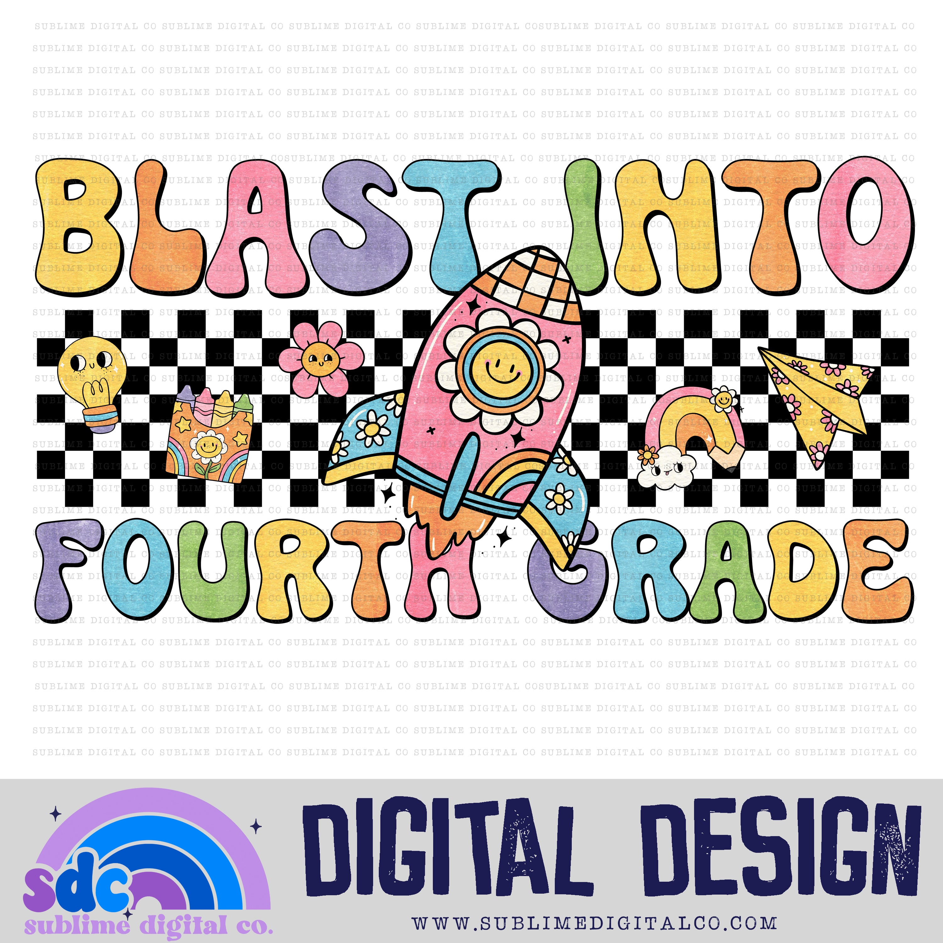 Blast Into Fourth Grade • Groovy School • School • Instant Download ...