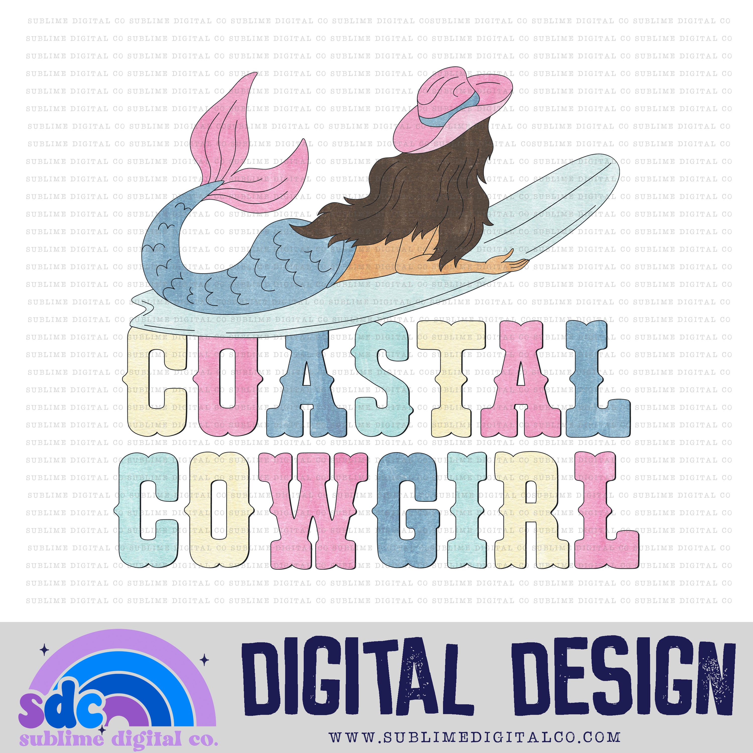 Coastal Cowgirl • Retro • Western • Mermaids • Instant Download • Subl ...