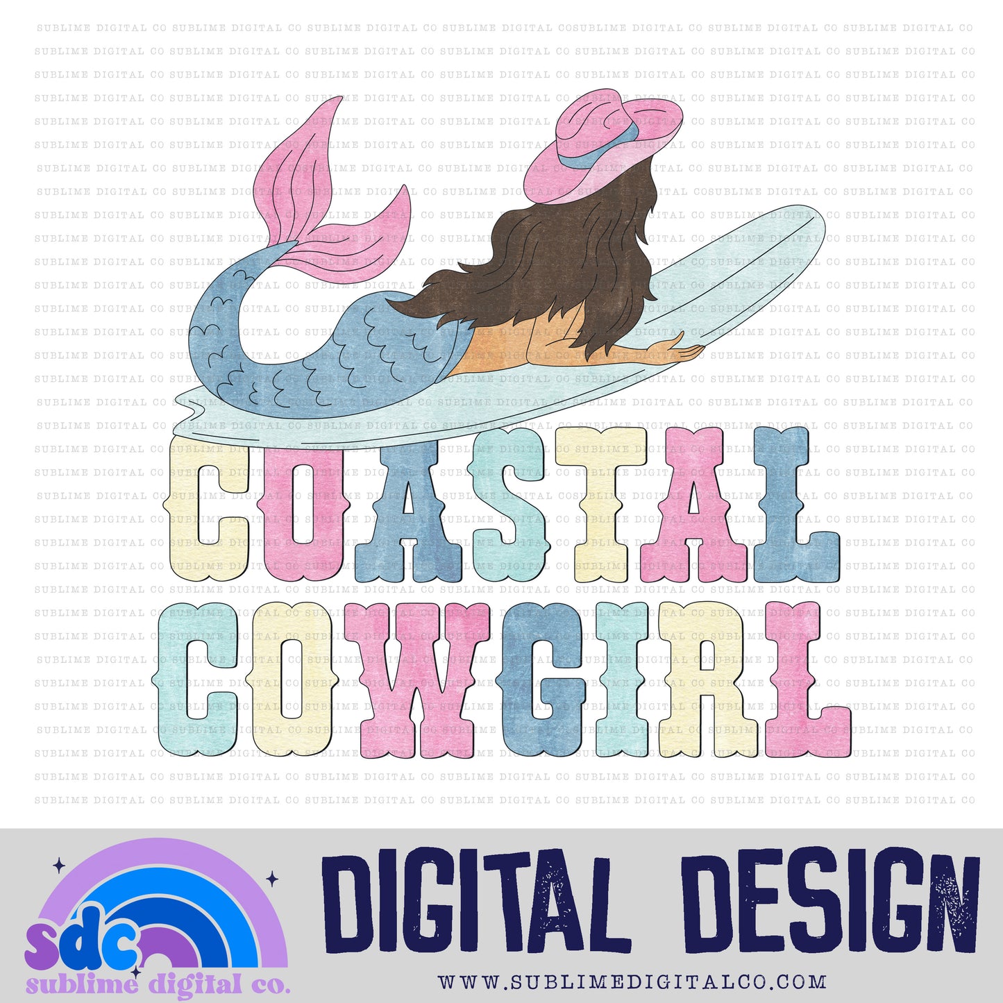 Coastal Cowgirl • Retro • Western • Mermaids • Instant Download • Subl ...