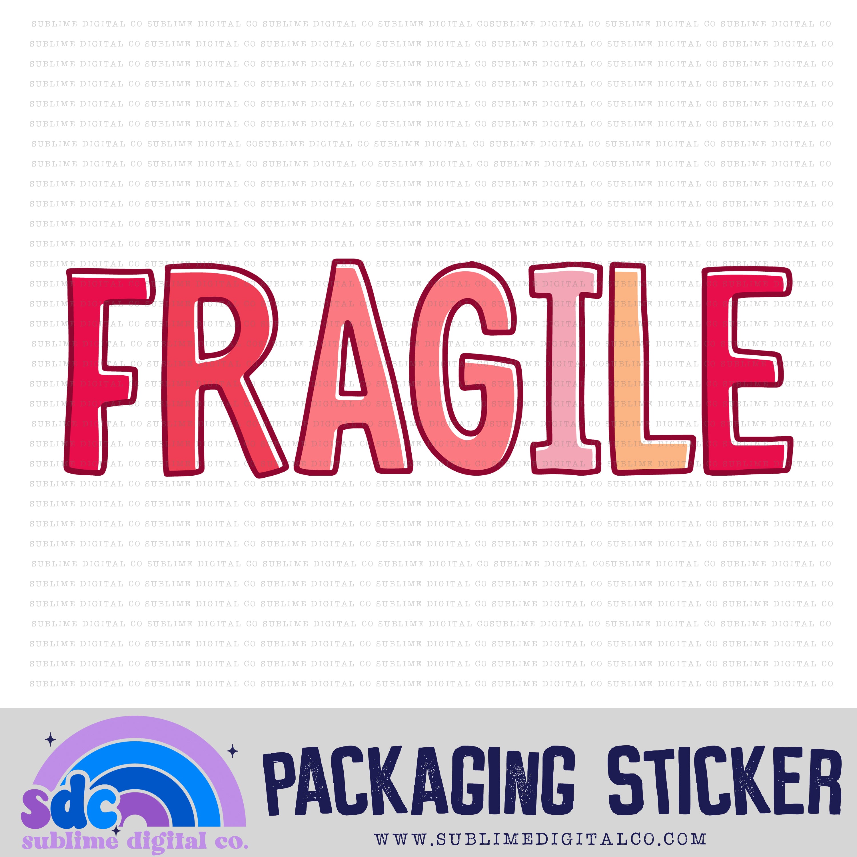 Fragile - Pink | Small Business Stickers | Digital Download | PNG File ...