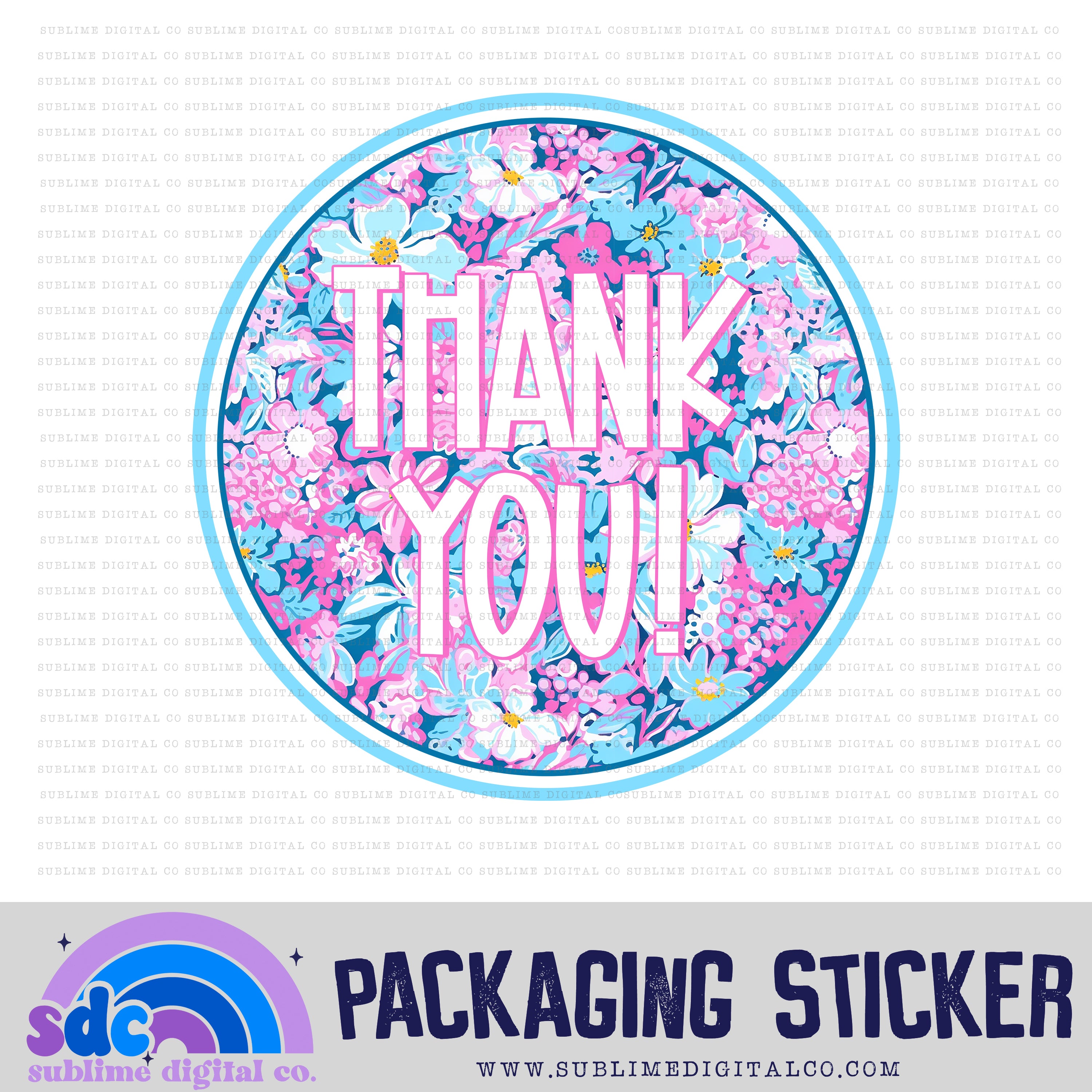 Baby Pink/Blue Floral Ty Circle | Small Business Stickers | Digital Do ...