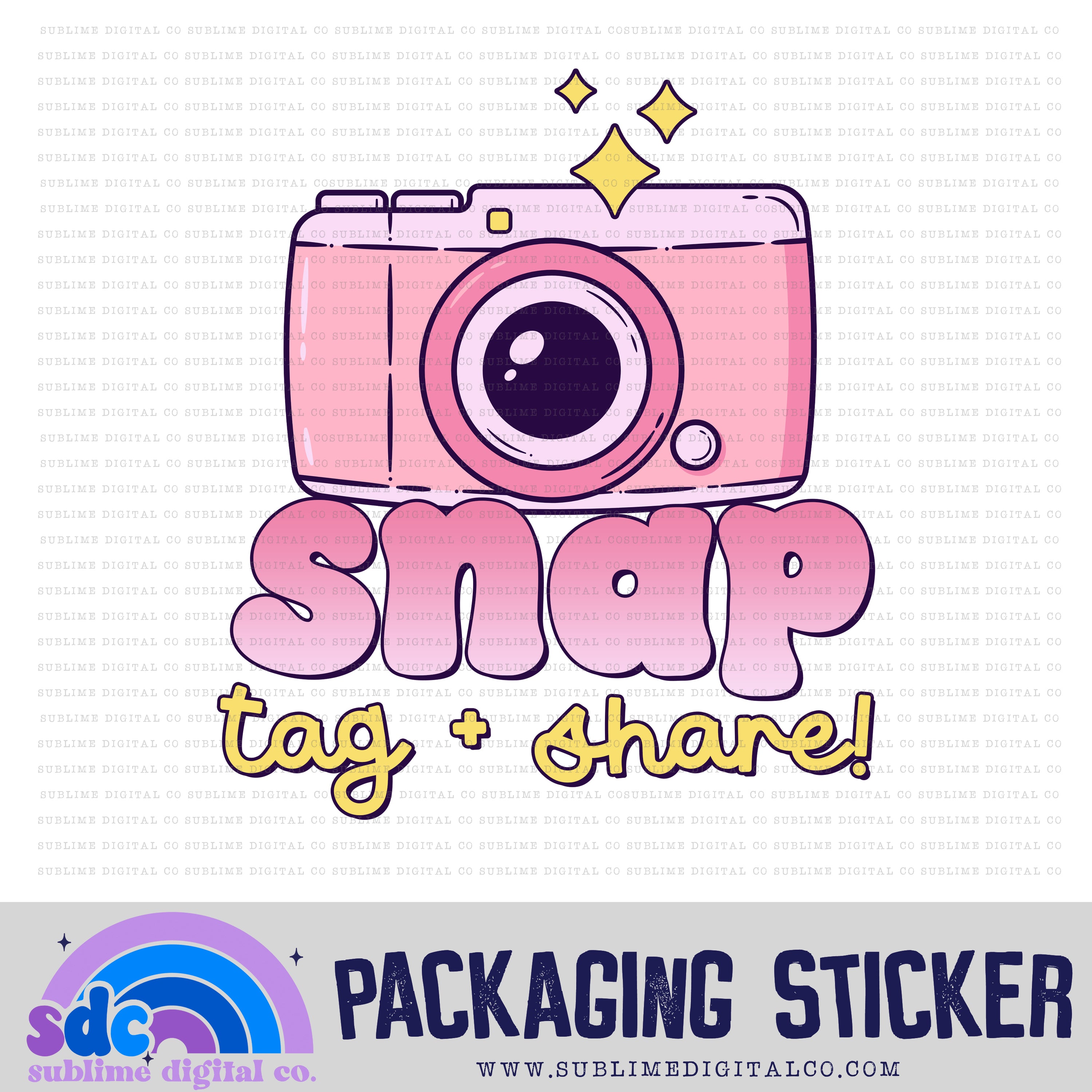 Snap Tag + Share! Pink Camera | Small Business Stickers | Digital Down – Sublime Digital Co