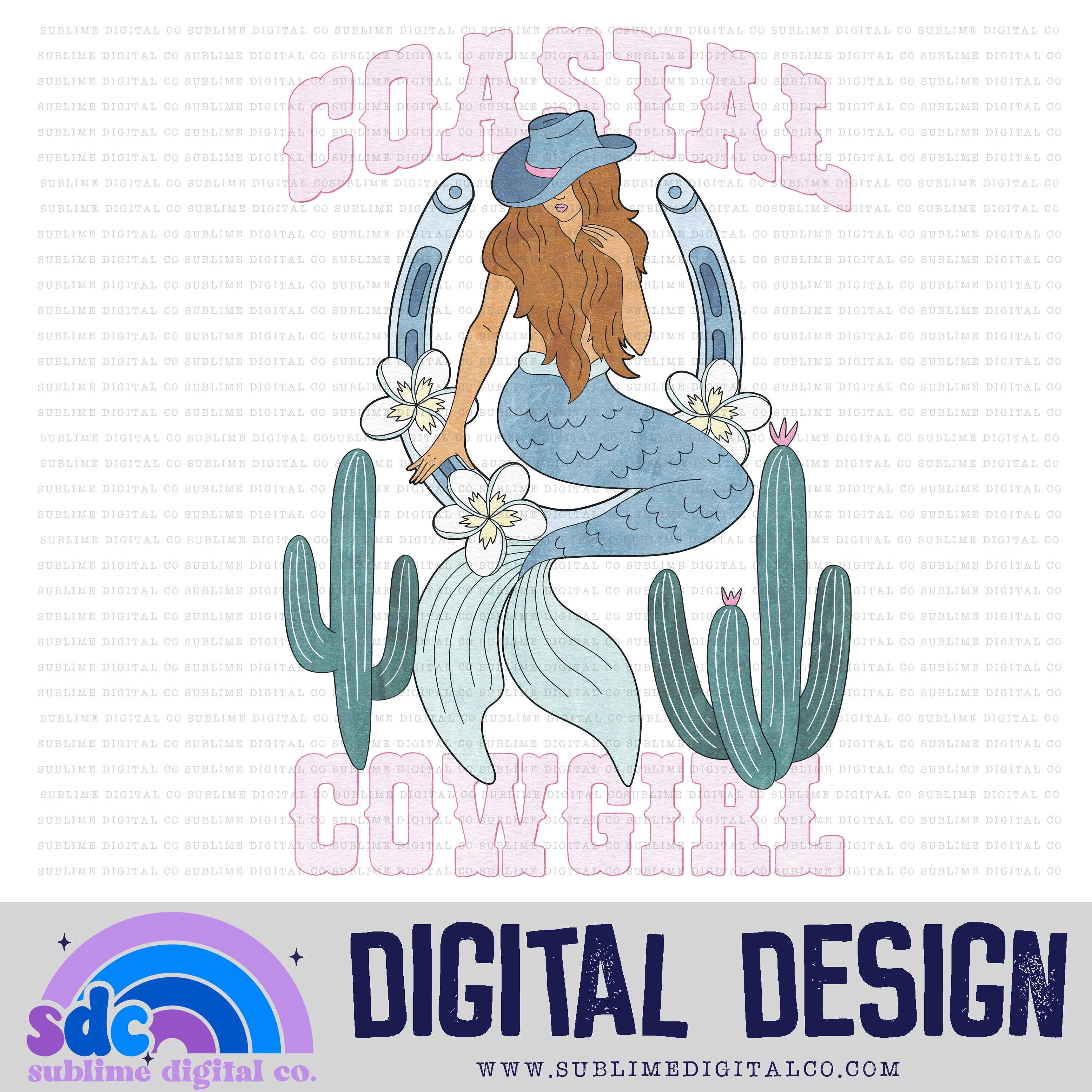 Coastal Cowgirl 3 • Retro • Western • Mermaids • Instant Download • Su ...