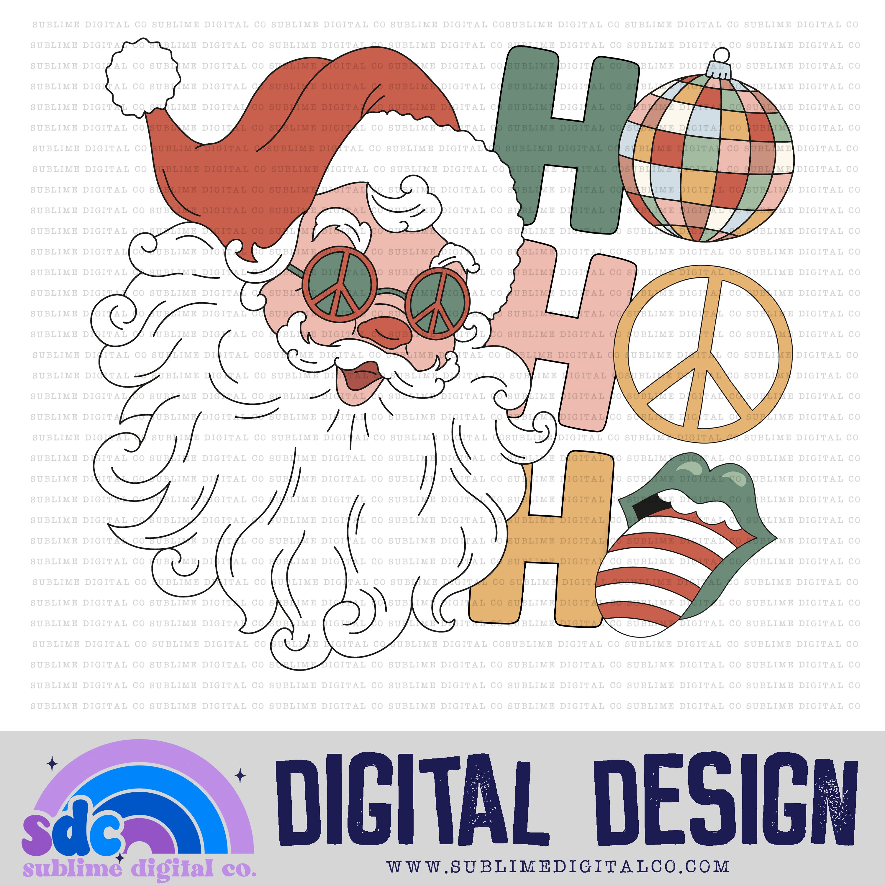 Ho Ho Ho - Retro • Christmas • Instant Download • Sublimation Design ...